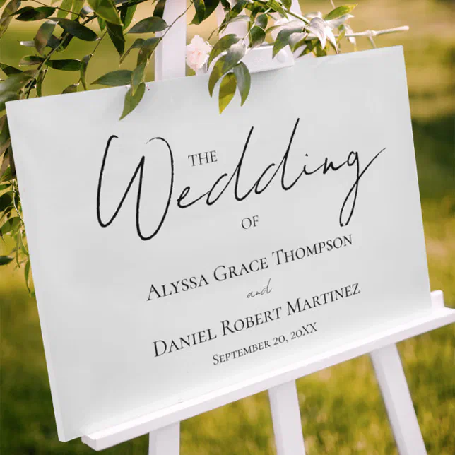 Elegant Modern Simple Calligraphy Wedding Welcome Foam Board | Zazzle