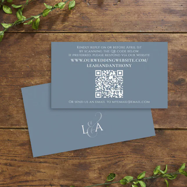 Elegant Modern Simple Dusty Blue QR Code Minimal Enclosure Card | Zazzle