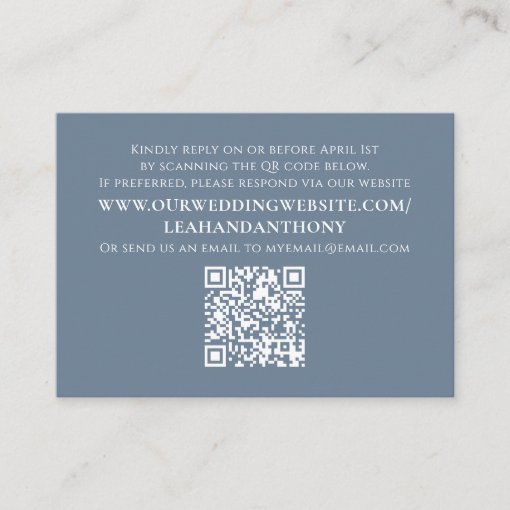 Elegant Modern Simple Dusty Blue QR Code Website Enclosure Card | Zazzle