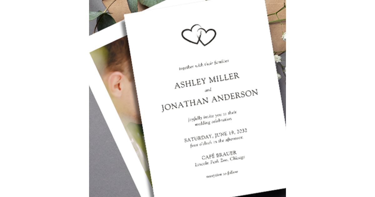 Elegant Modern Simple Elements Wedding Photo Invitation | Zazzle