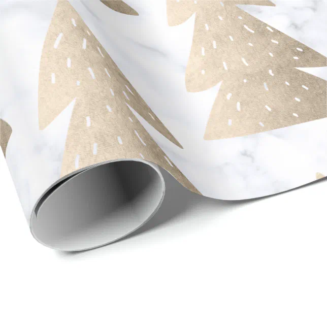 Elegant modern simple gold Christmas tree pattern Wrapping Paper | Zazzle