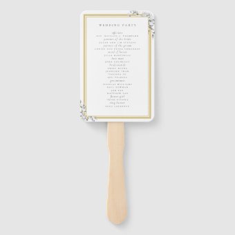 Elegant Modern Simple Gold Frame Wedding Program Hand Fan | Zazzle