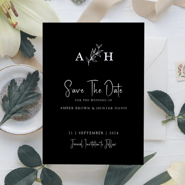 Elegant Modern Simple Monogram Save The Date Invitation | Zazzle