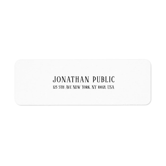 Elegant Modern Simple White Plain Return Address Label | Zazzle.com