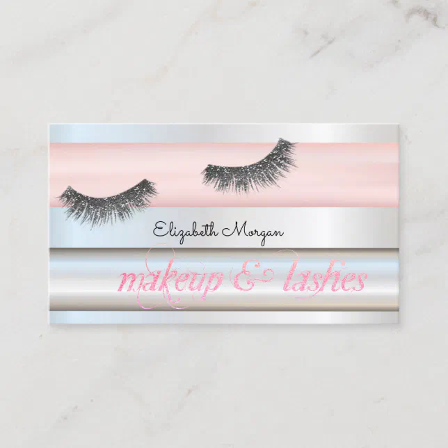 Elegant Modern Striped , Glitter Lashes, Business Card | Zazzle