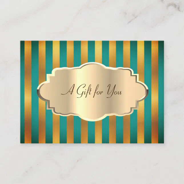 Elegant Modern Striped, Gold Frame Discount Card | Zazzle