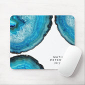 Elegant modern stylish blue agate geode stone mouse pad | Zazzle