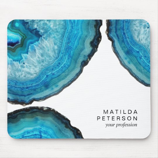 Elegant modern stylish blue agate geode stone mouse pad | Zazzle.com