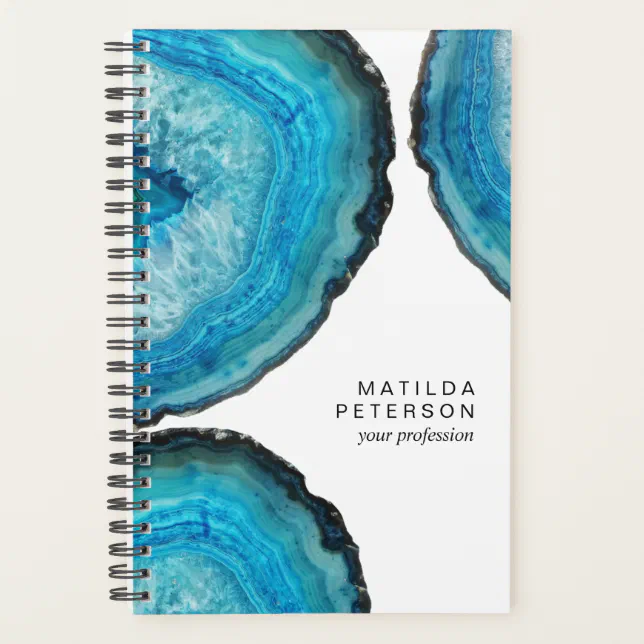 Elegant modern stylish blue agate geode stone planner | Zazzle