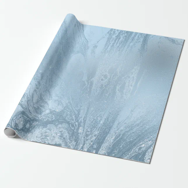 Elegant modern stylish blue glitter marble wrapping paper | Zazzle