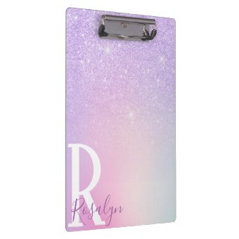 Elegant modern stylish girly ombre purple glitter clipboard | Zazzle