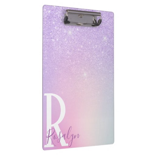 Elegant modern stylish girly ombre purple glitter clipboard | Zazzle