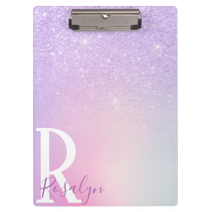 Elegant modern stylish girly ombre purple glitter clipboard | Zazzle