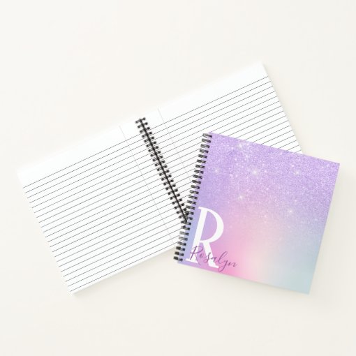 Elegant modern stylish girly ombre purple glitter notebook | Zazzle