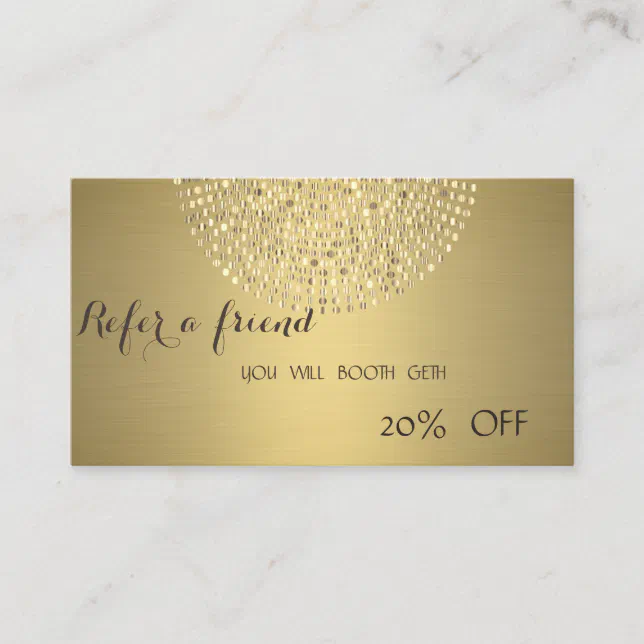 Elegant Modern Stylish ,Gold Dots Referral Card | Zazzle