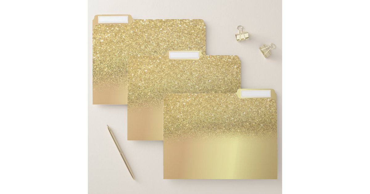 Elegant Modern Stylish Gold Glitter File Folder | Zazzle