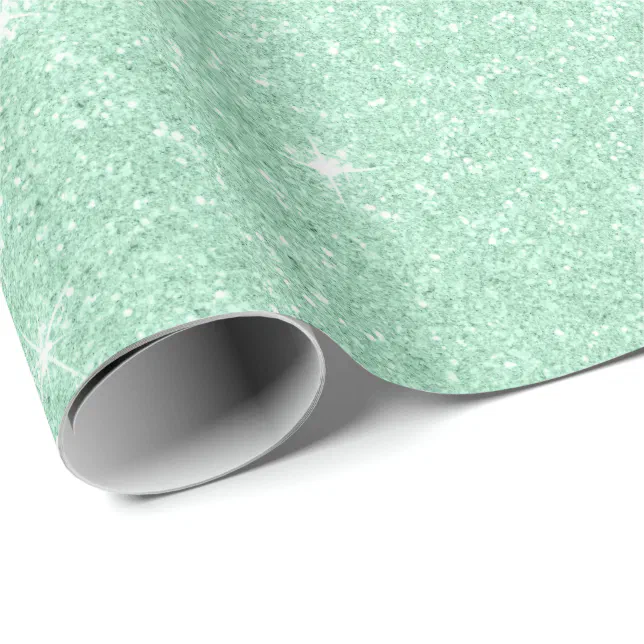Elegant modern stylish mint green glitter wrapping paper | Zazzle