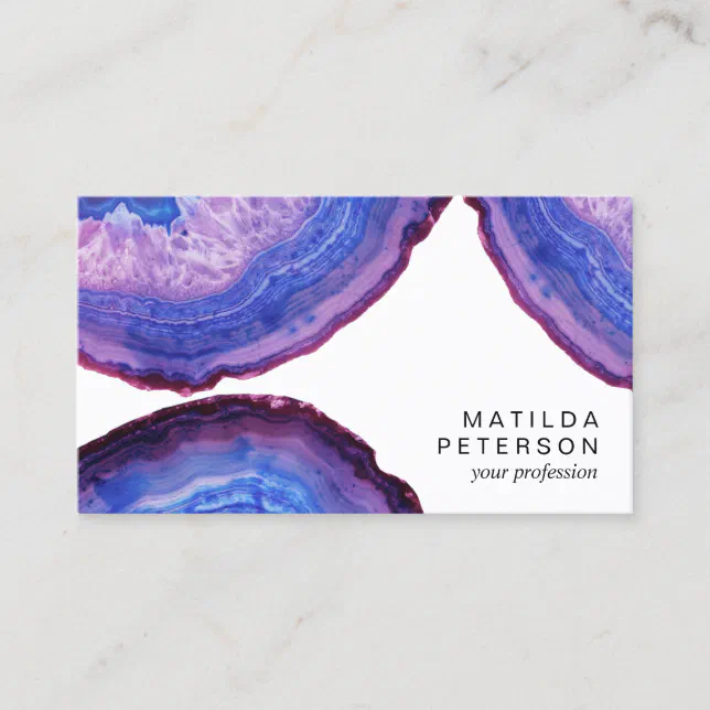Elegant modern stylish purple agate geode stone business card | Zazzle