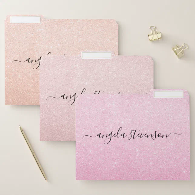 Elegant modern stylish rose gold glitter file folder | Zazzle