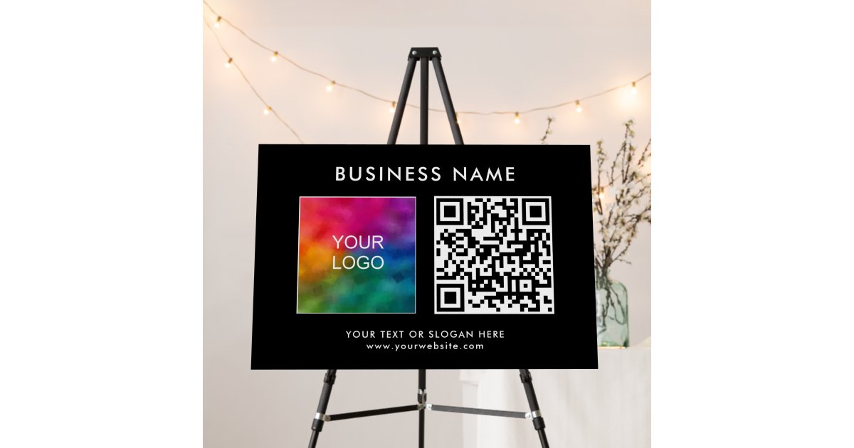 Elegant Modern Template QR Code Business Logo Foam Board | Zazzle