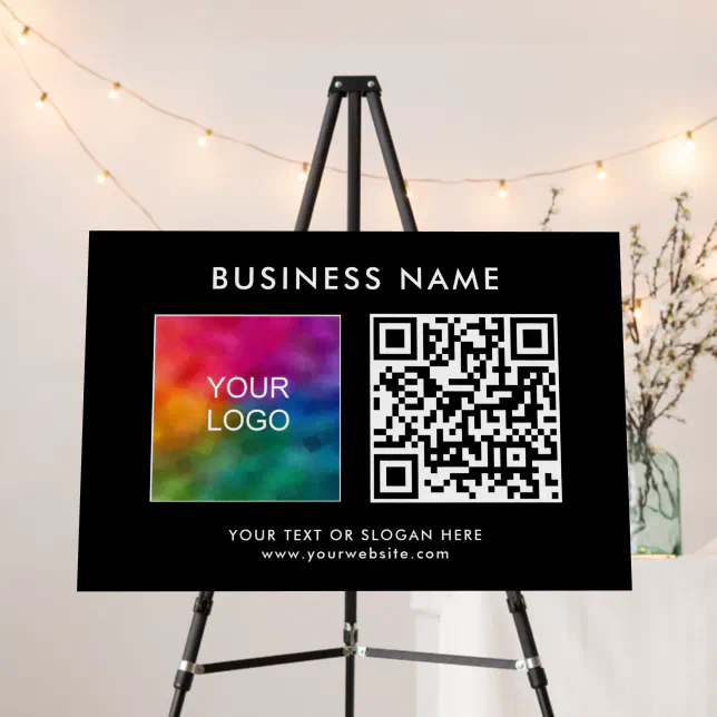 Elegant Modern Template QR Code Business Logo Foam Board | Zazzle