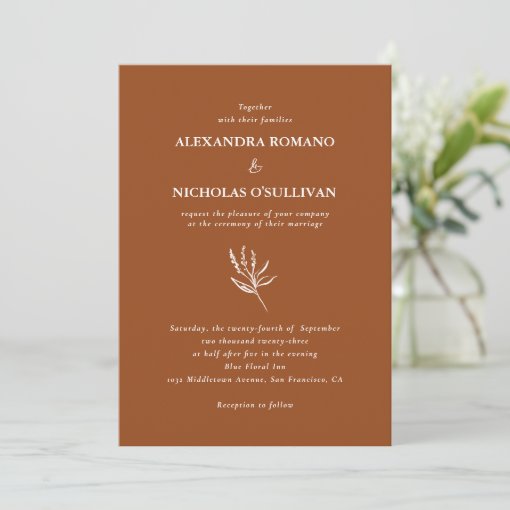 Elegant Modern Terracotta Earthy Wedding Invitation | Zazzle