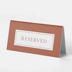 Elegant Modern Terracotta Reserved Table Tent Sign | Zazzle