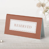 Elegant Modern Terracotta Reserved Table Tent Sign | Zazzle