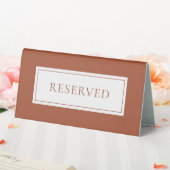 Elegant Modern Terracotta Reserved Table Tent Sign | Zazzle