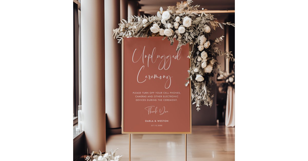 Elegant & modern terracotta Unplugged ceremony Foam Board | Zazzle
