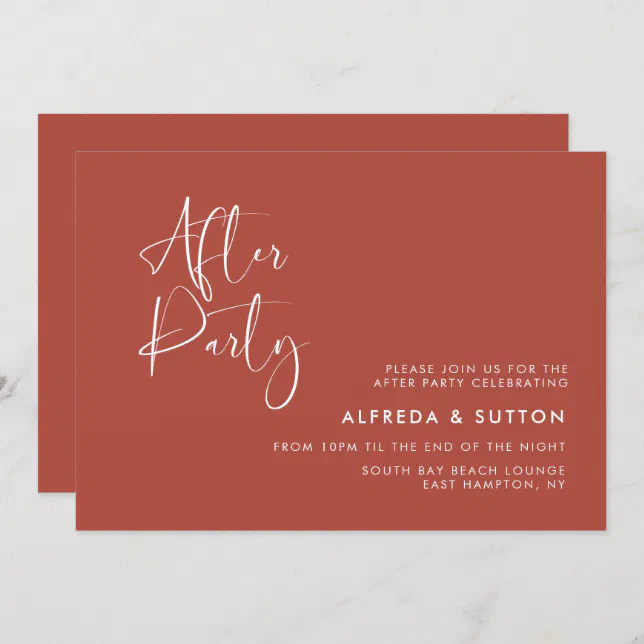 Elegant & modern terracotta wedding after party invitation | Zazzle