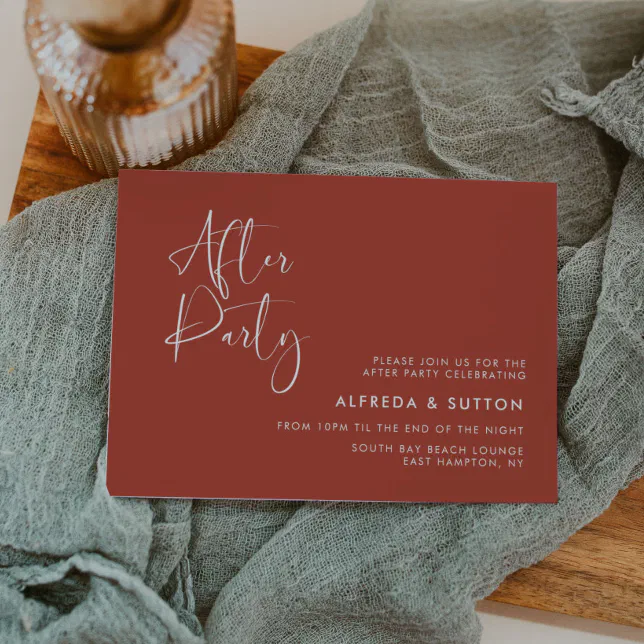 Elegant & modern terracotta wedding after party invitation | Zazzle
