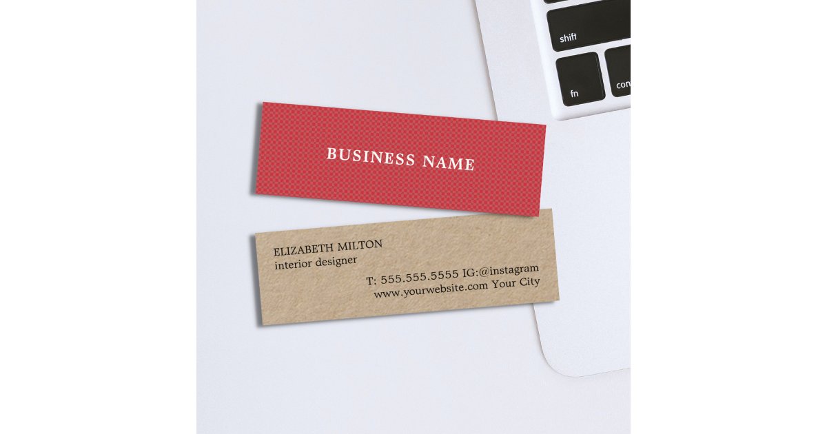 Elegant Modern Texture Red Kraft Paper Mini Business Card | Zazzle