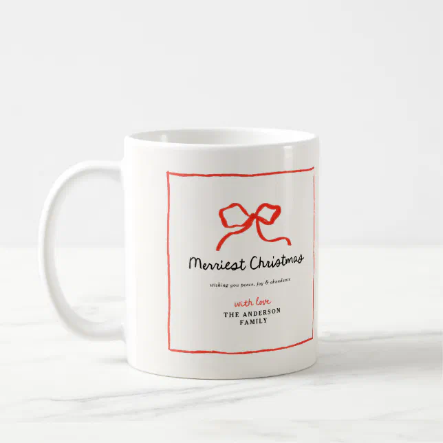 Elegant modern traditional red bow Christmas Coffee Mug | Zazzle