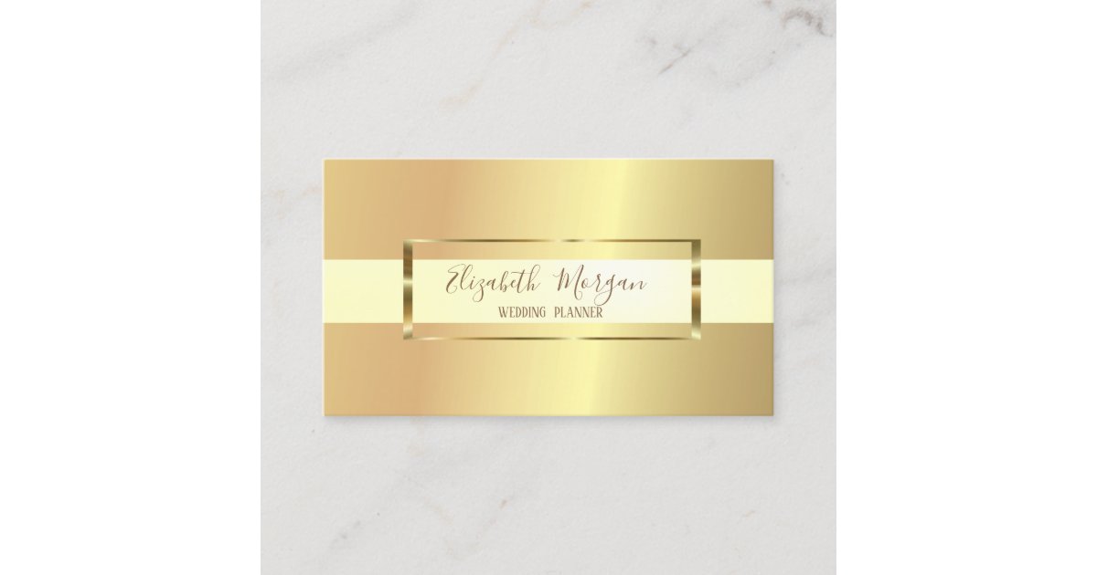 Elegant Modern Trendy Gold Frame Business Card | Zazzle