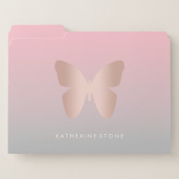 Elegant modern trendy rose gold butterfly file folder | Zazzle