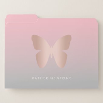 Elegant modern trendy rose gold butterfly file folder | Zazzle