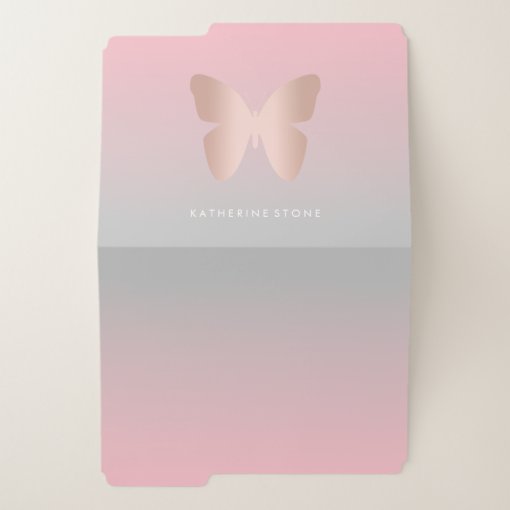 Elegant modern trendy rose gold butterfly file folder | Zazzle