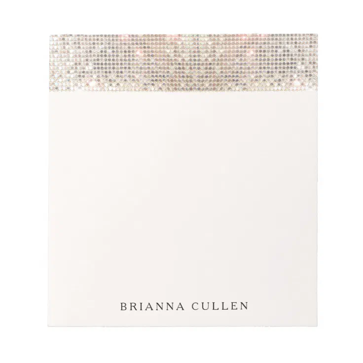 Elegant Modern Trendy Silver Sequins Notepad | Zazzle