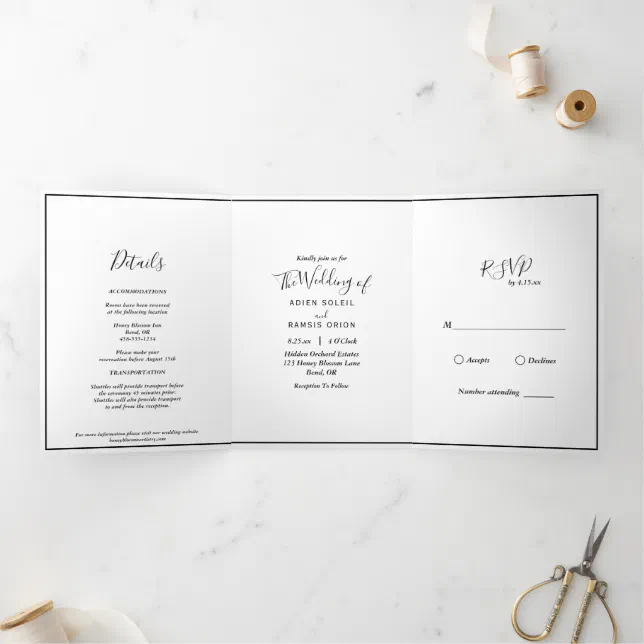 Elegant Modern Trifold Letter Fold Invitation | Zazzle