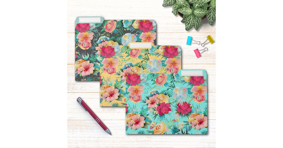 Elegant Modern Tropical Floral File Folder | Zazzle