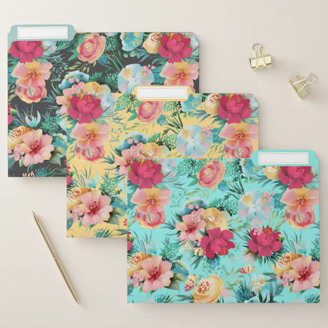 Elegant Modern Tropical Floral File Folder | Zazzle