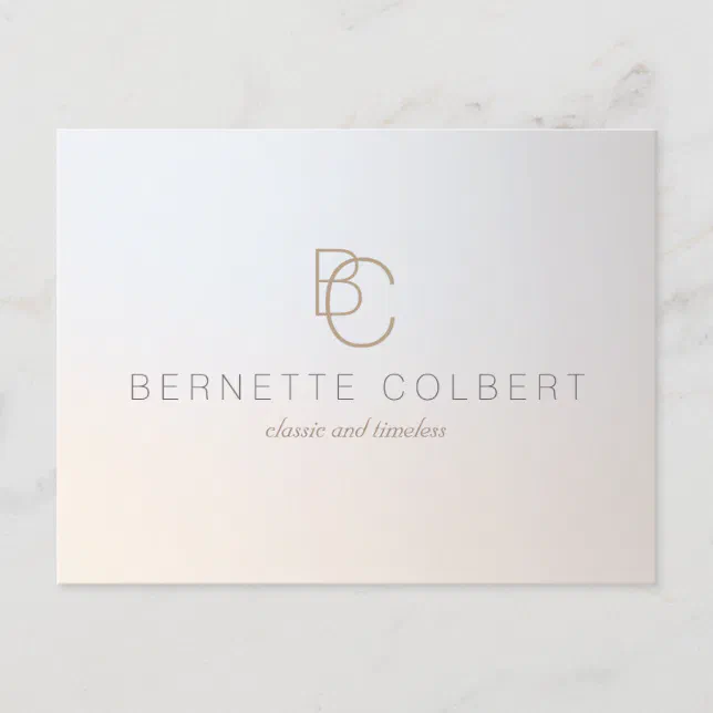 Elegant Modern Two Initial Monogram Professional 2 Postcard | Zazzle