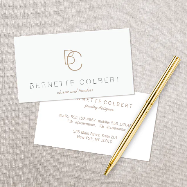 Elegant Modern Two Initial Monogram Professional Business Card | Zazzle