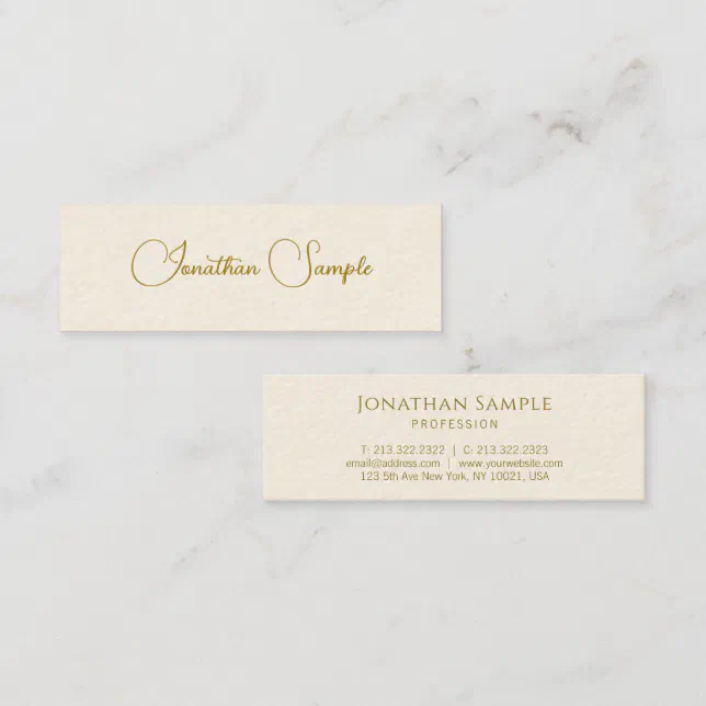 Elegant Modern Typography Gold Look Text Template Mini Business Card ...