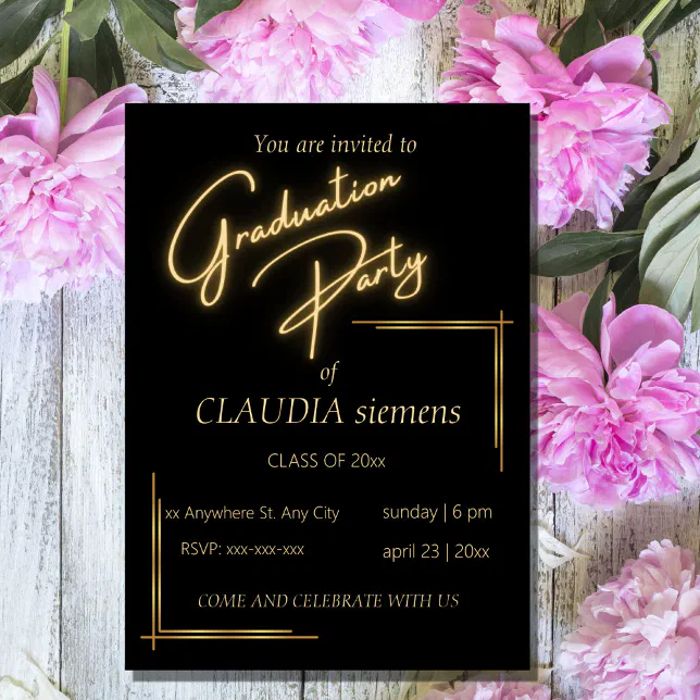 elegant modern typography Graduation Invitations | Zazzle