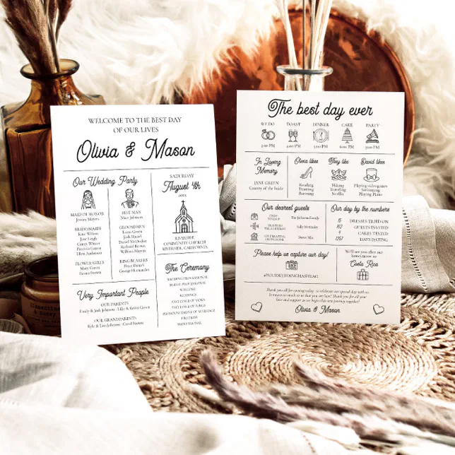 Elegant Modern Unique Infographic Wedding Program | Zazzle