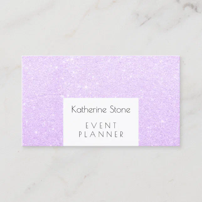 Elegant modern violet purple glitter event planner business card | Zazzle