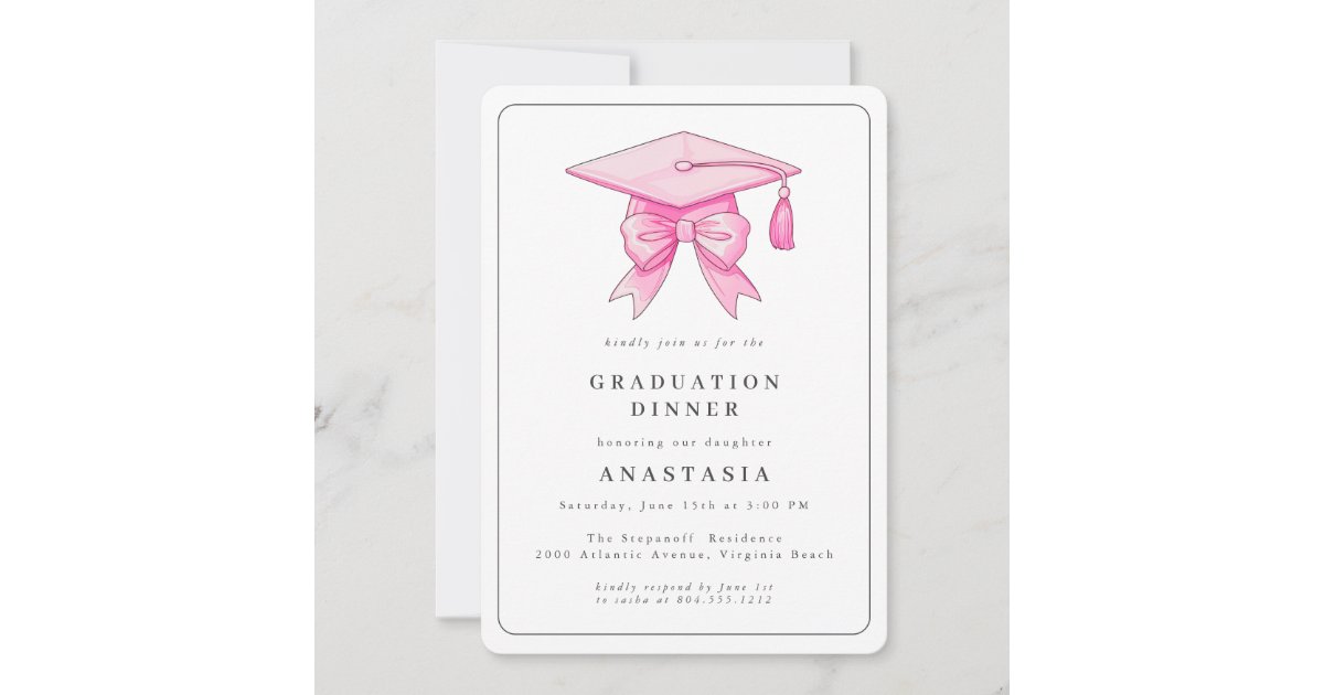 Elegant Modern Watercolor Graduation Brunch Invitation | Zazzle