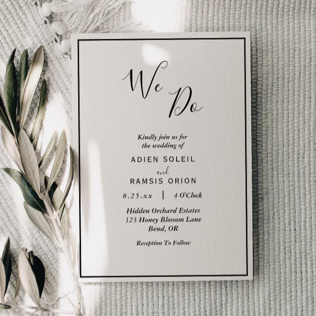 Elegant Modern We Do Wedding Invitation | Zazzle